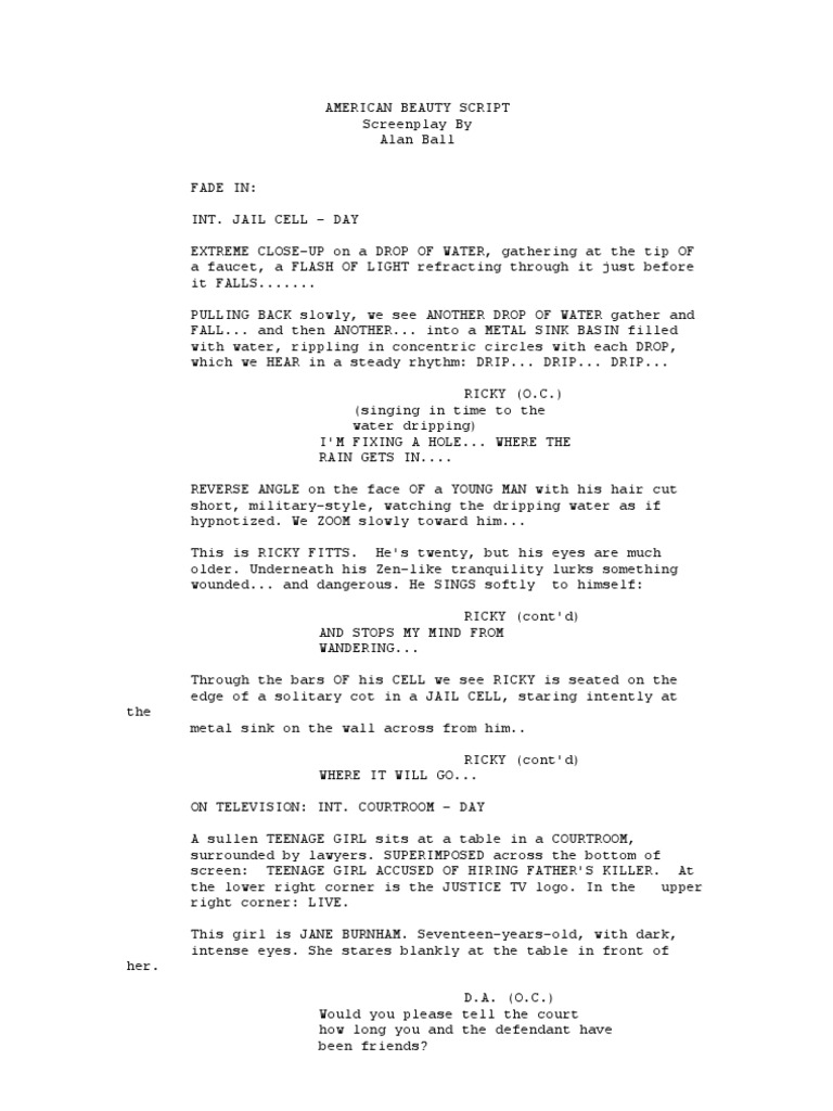 American Beauty Script | PDF | Courtroom | Nature