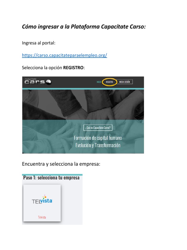Ingreso a la Plataforma Capacítate Carso | PDF | Crecimiento personal y ...