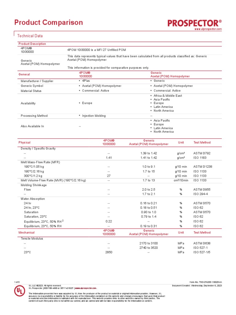 4POM® 10I30000 - Generic Acetal (POM) Homopolymer | PDF | Strength Of ...