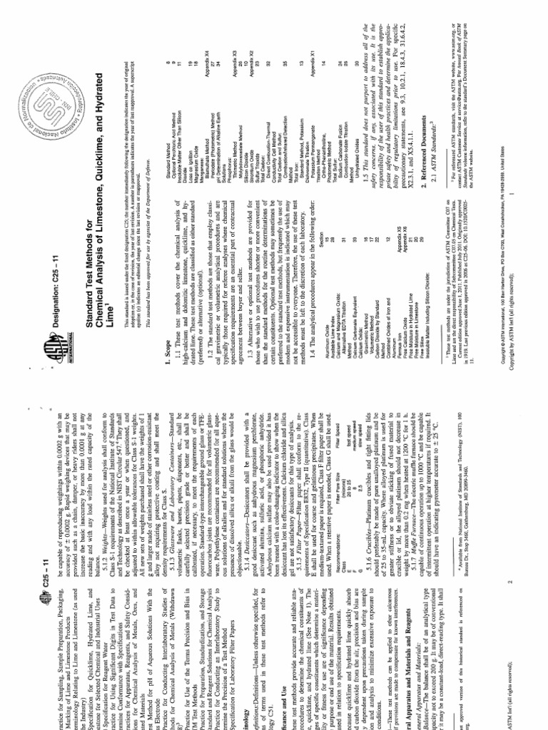 ASTM C25-11 | PDF