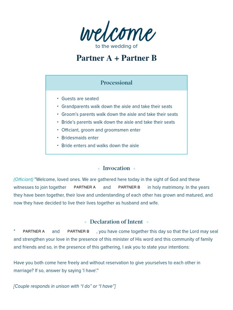 Christian Wedding Script | Download Free PDF | Wedding | Social ...