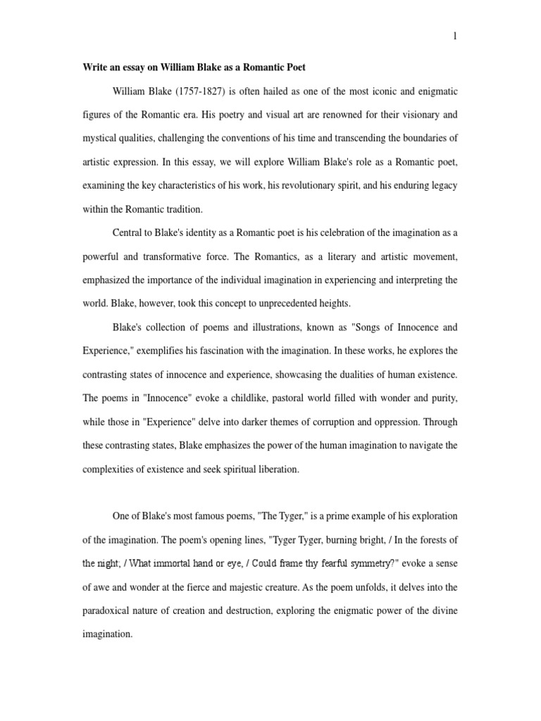 William Blake As A Romantic Poet | PDF | William Blake | Romanticism