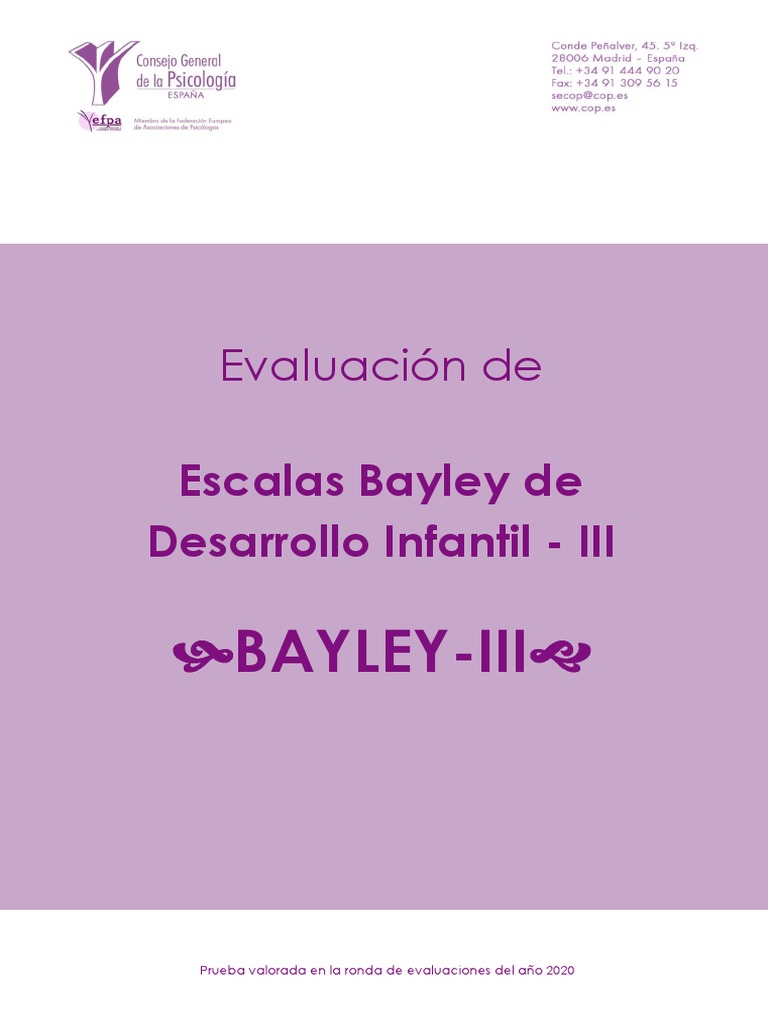 Evaluación de Escala Bayley | PDF | Validez (Estadísticas) | Sicología