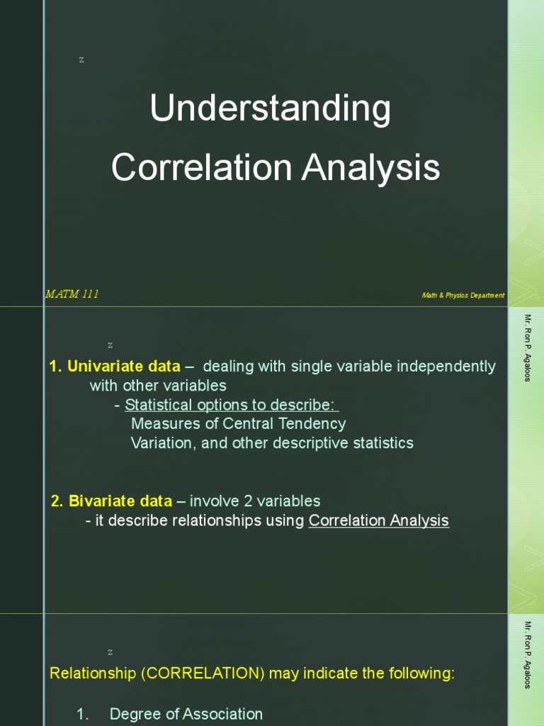CORRELATION ANALYSIS Solving Correlation Coefficient R | PDF ...
