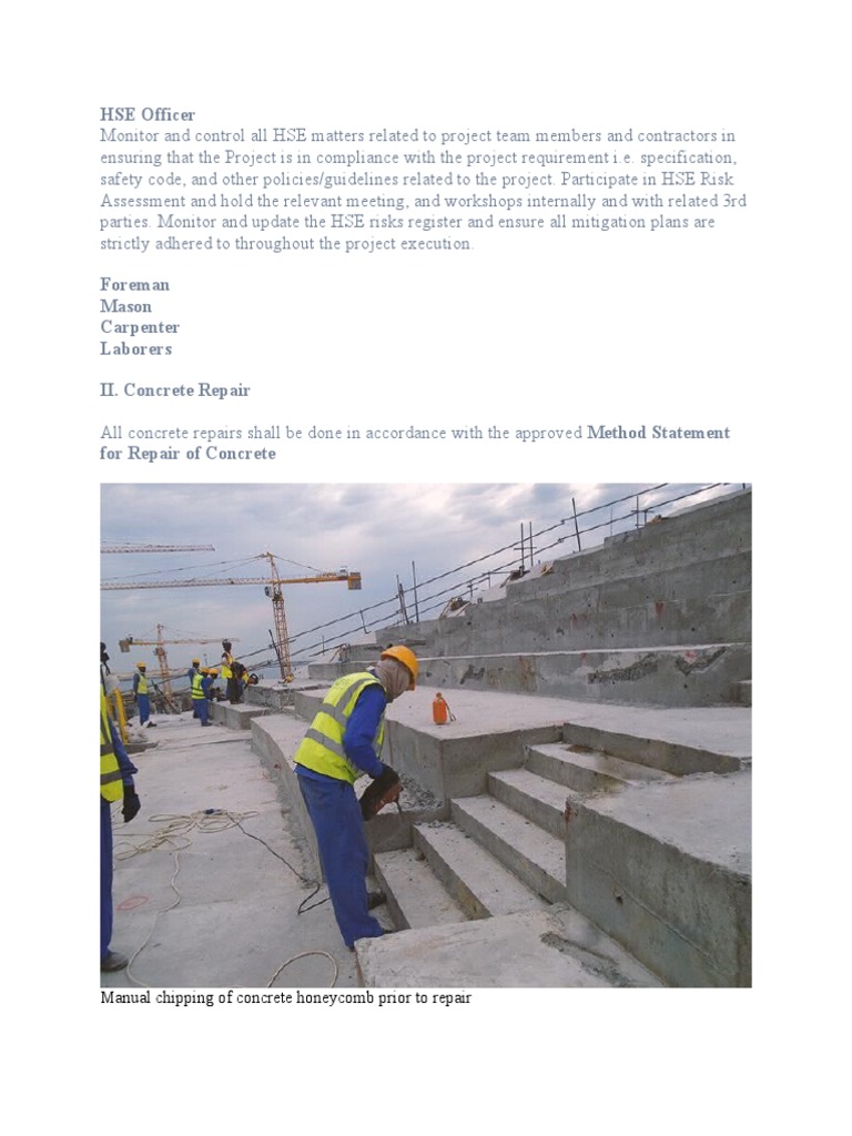 Structured Method Statement for Concrete Repair - 6 | PDF | Concrete ...
