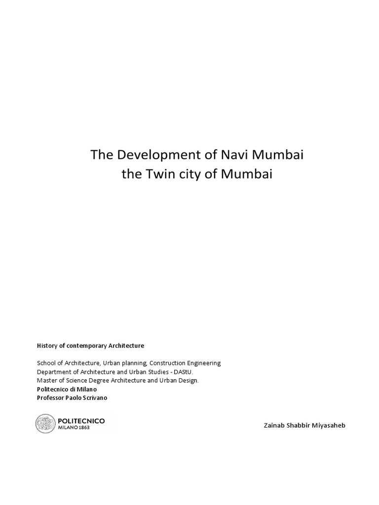 The Development of Navi Mumbai The Twin City of Mumbai | PDF | Urban ...