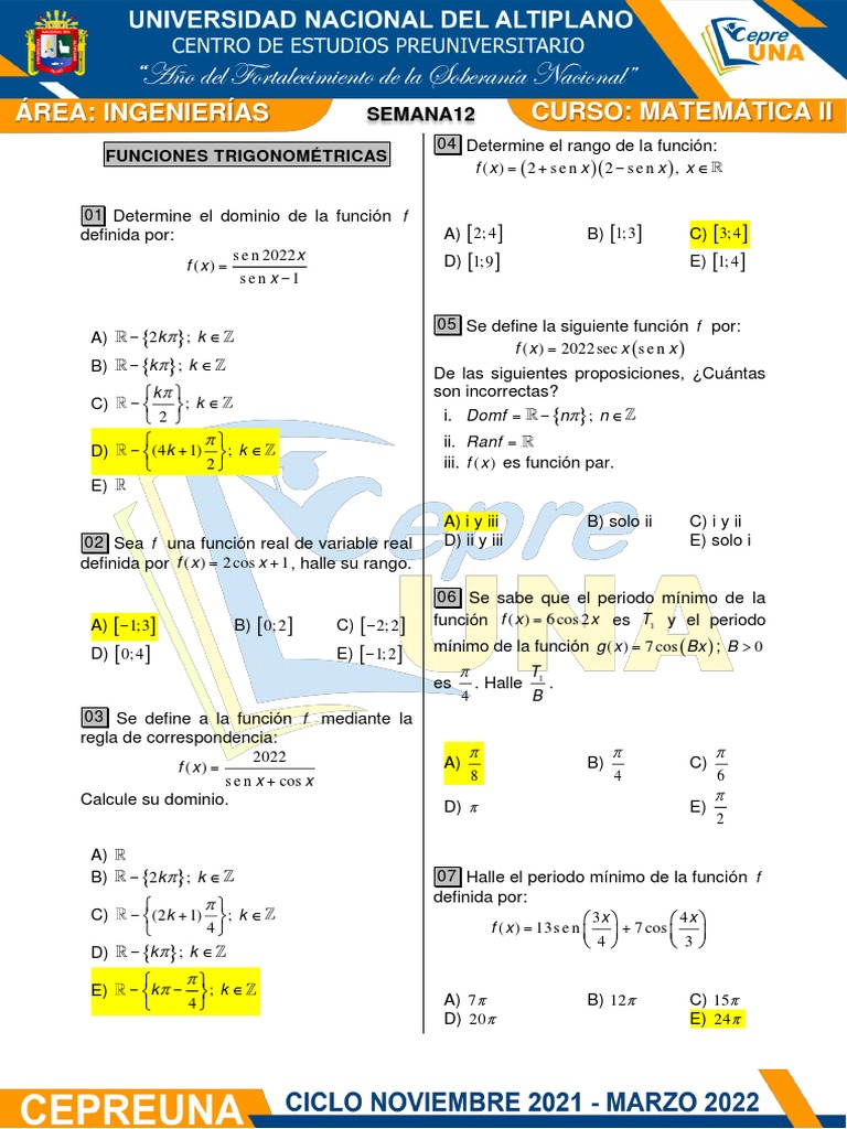 Semana 12 - Matematica II | PDF | Ecuaciones | Función (Matemáticas)