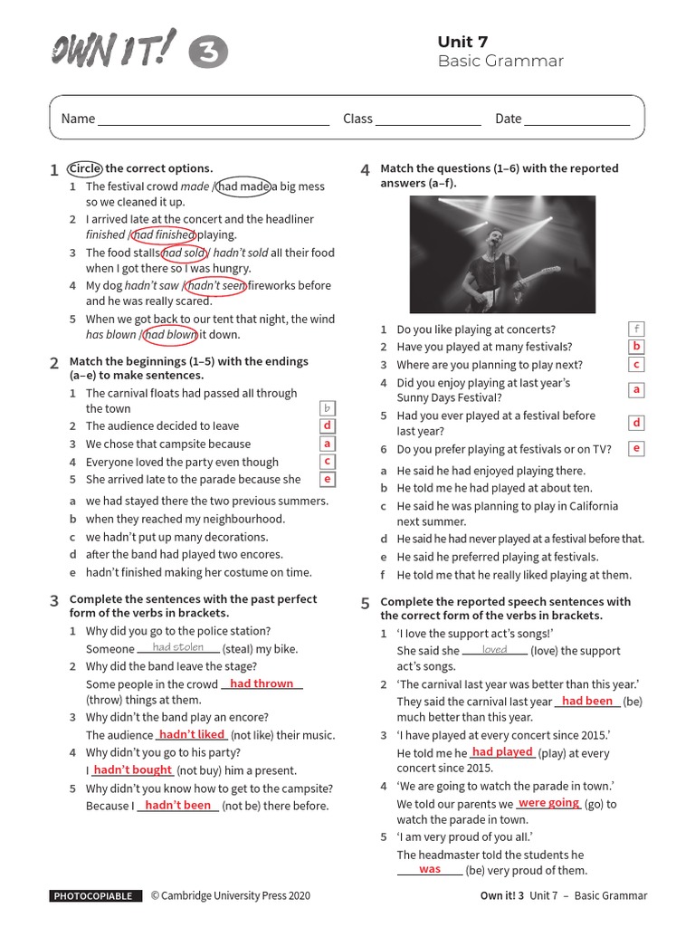 Basic_Grammar_Unit7_with_answers | PDF | Grammar | Linguistics