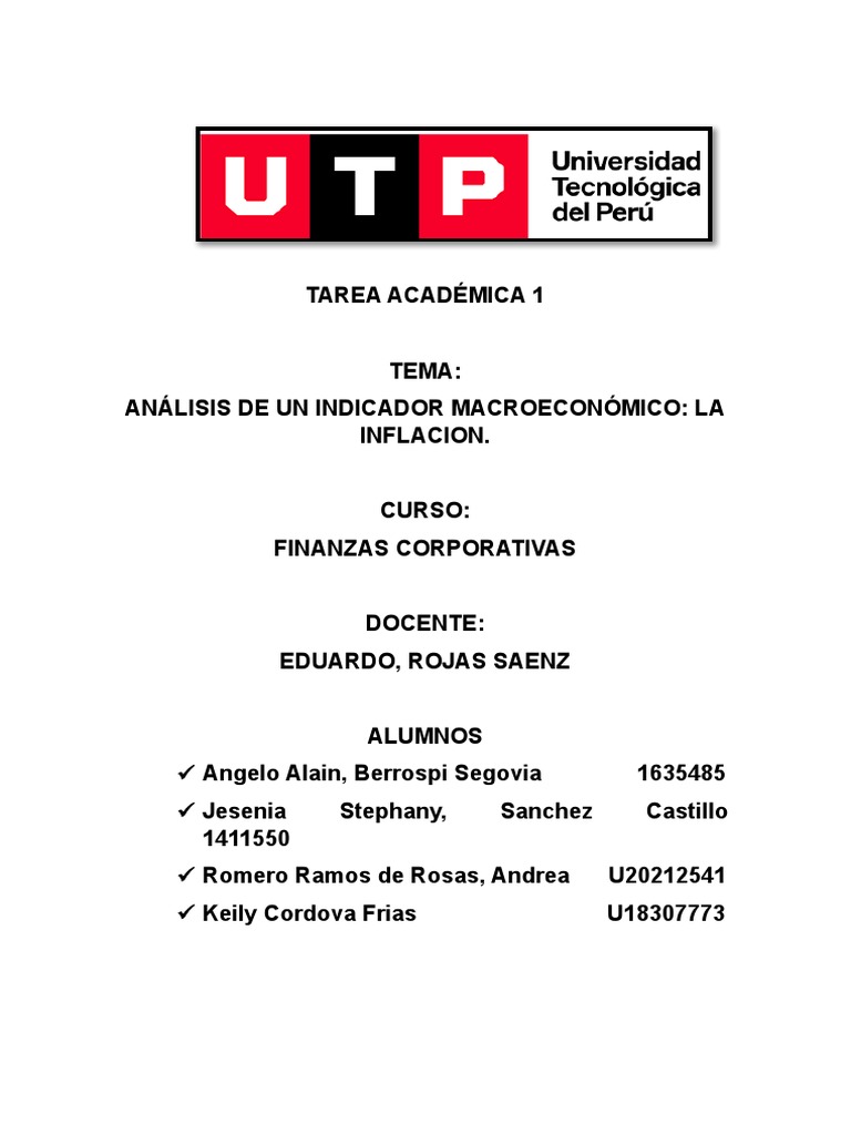 TAREA ACADÉMICA 1 - Grupal | Descargar gratis PDF | Inflación | Producto Interno Bruto