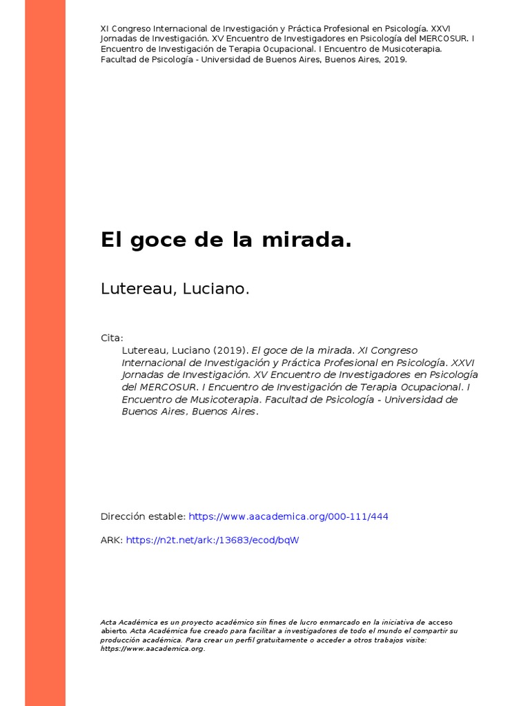 Lutereau, Luciano (2019) - El Goce de La Mirada | PDF | Jacques Lacan | Sicología