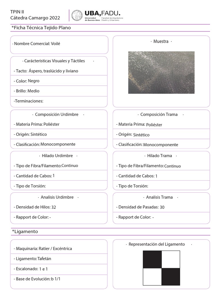 Fichas de Tejido Plano | PDF | Fibras | Textiles