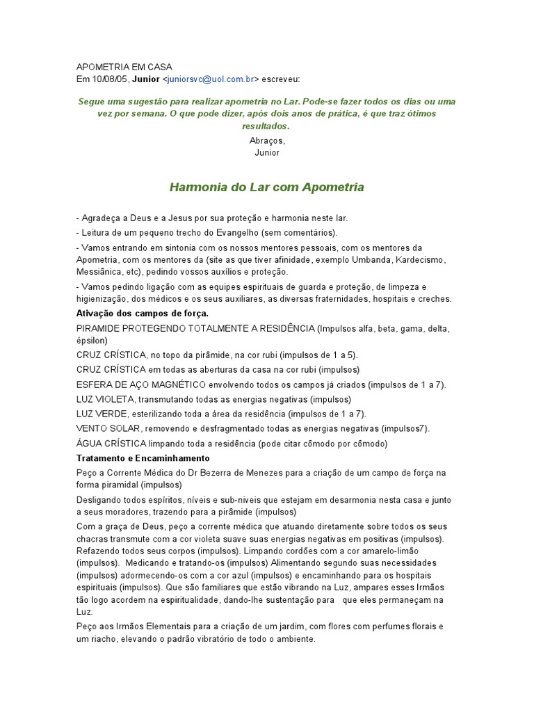 Apometria para Harmonia no Lar | PDF