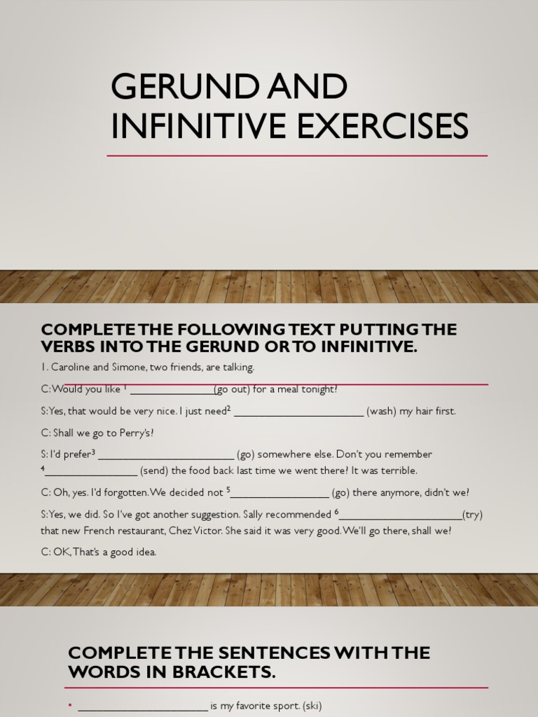 Gerund and Infinitive Exercises | PDF | Language Mechanics | Languages