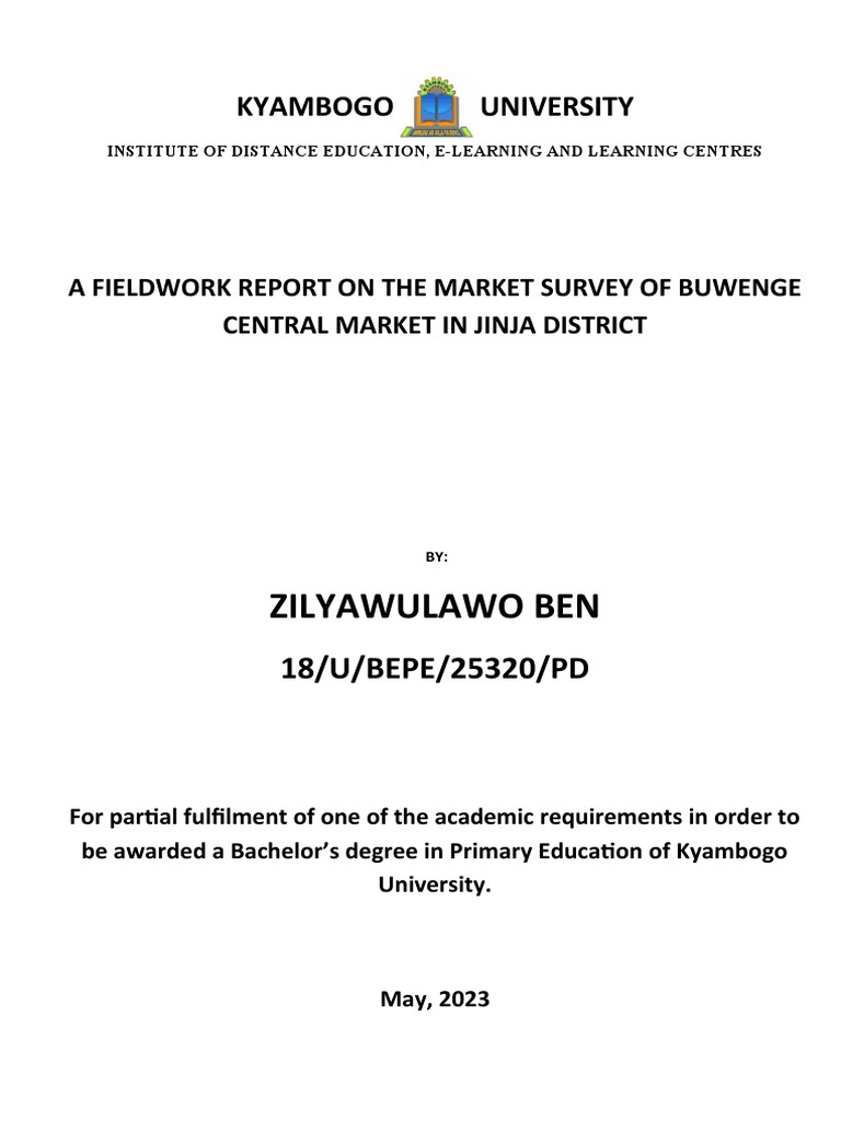 A Field Report On The Market Survey at Buwenge Central Market | PDF ...