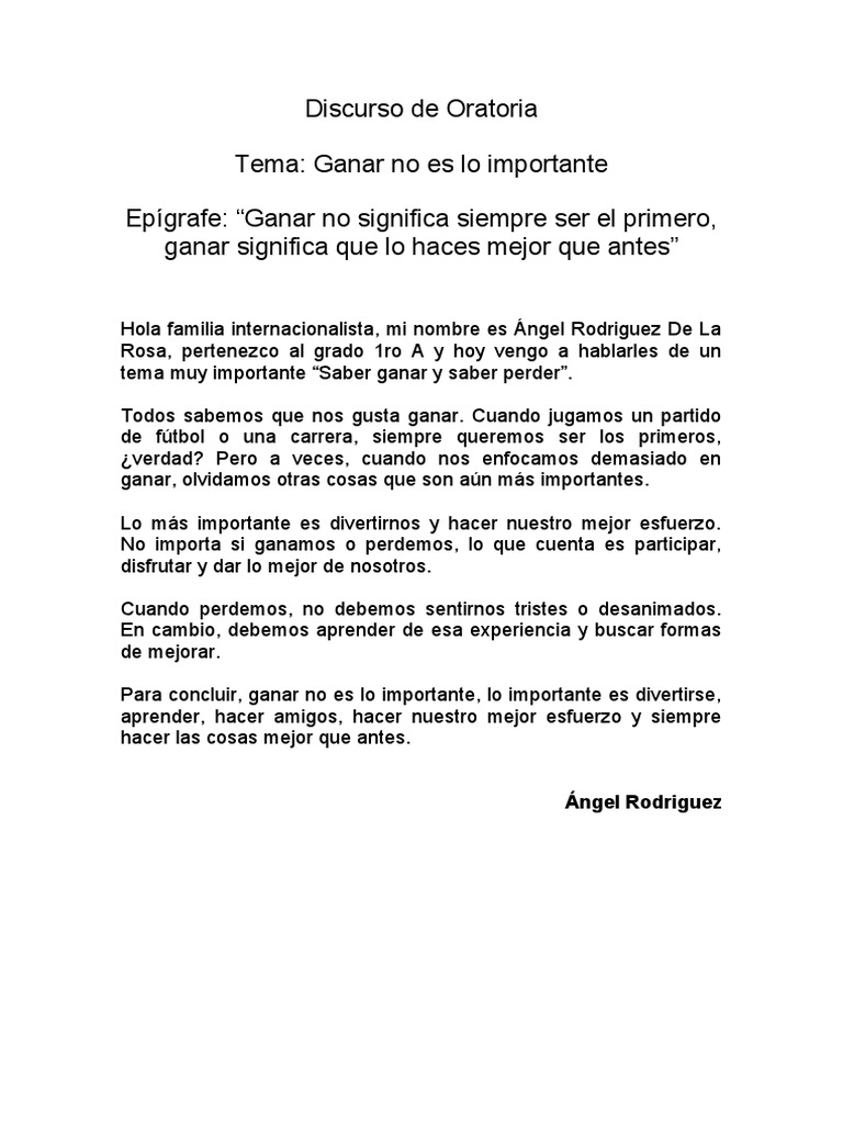 Discurso de Oratoria Angel | PDF | Relaciones personales, crianza y desarrollo personal