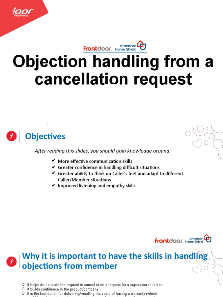 Objection Handling From A Cancellation Request | PDF | Empathy | Experience