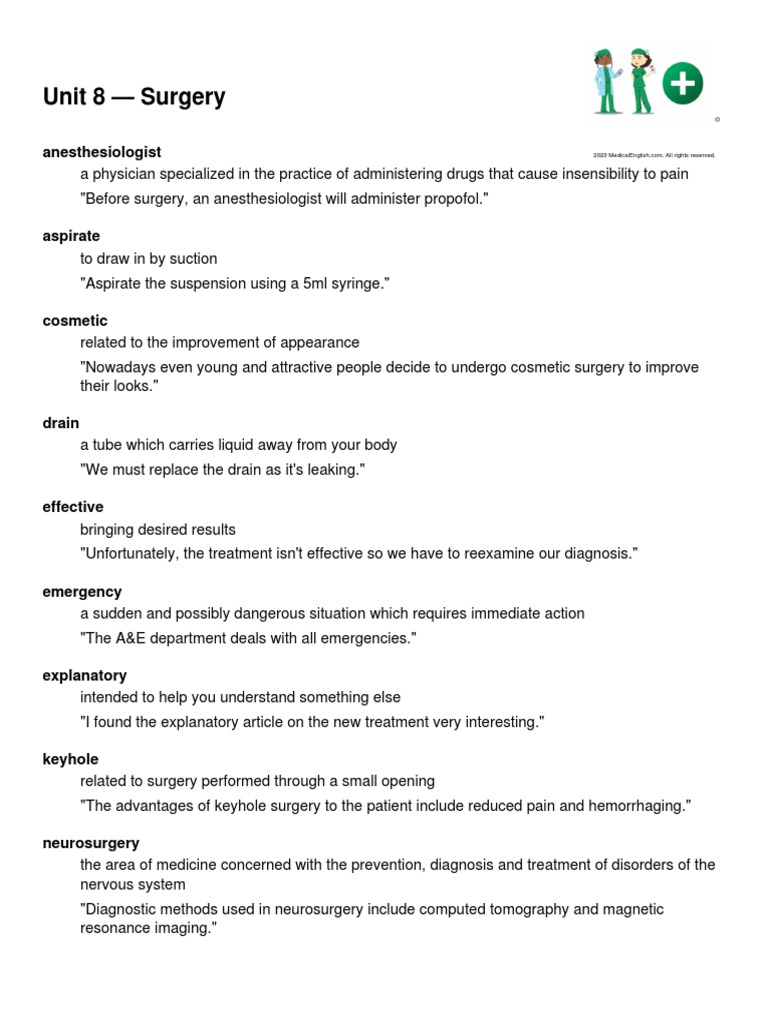 Surgical Terminology for Medical Professionals | PDF | Surgery ...