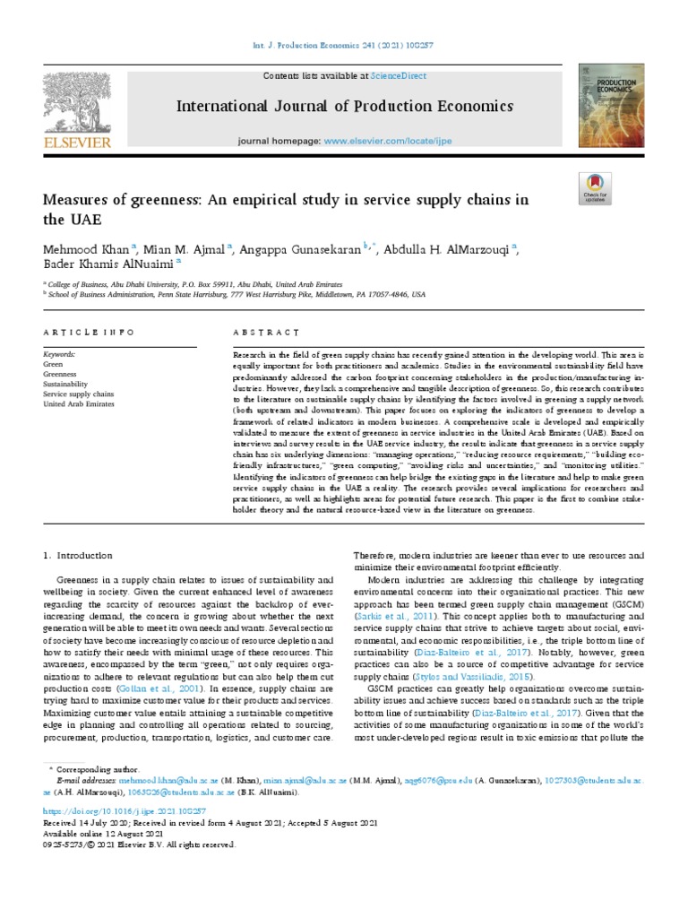International Journal of Production Economics | PDF | Sustainability ...
