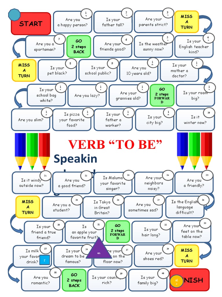 Verb To Be Speaking Boardgame Boardgames | PDF | Human Communication ...
