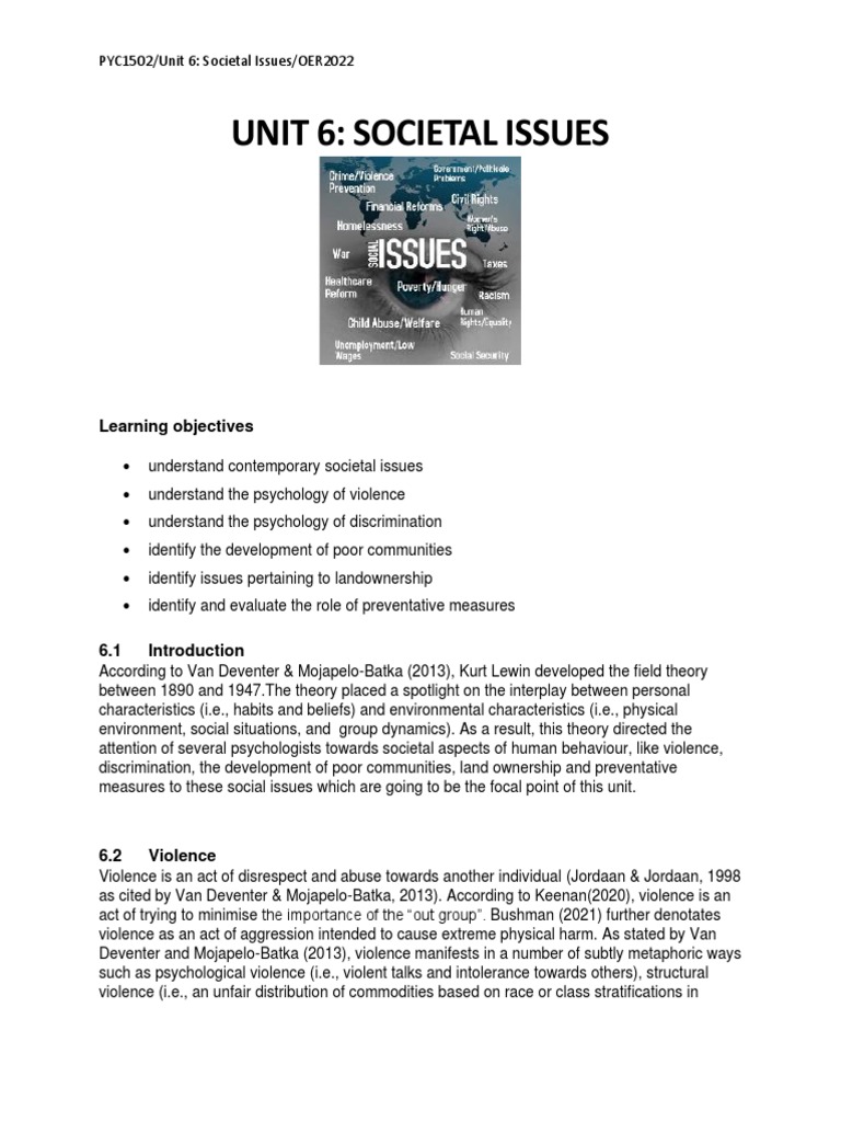 Unit 6 Societal Issues | PDF | Discrimination | Poverty
