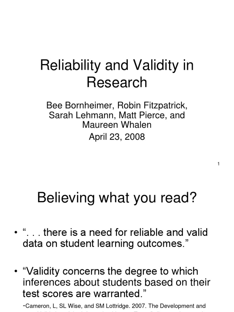Is Reliability Validity | PDF | Validity (Statistics) | Evaluation Methods