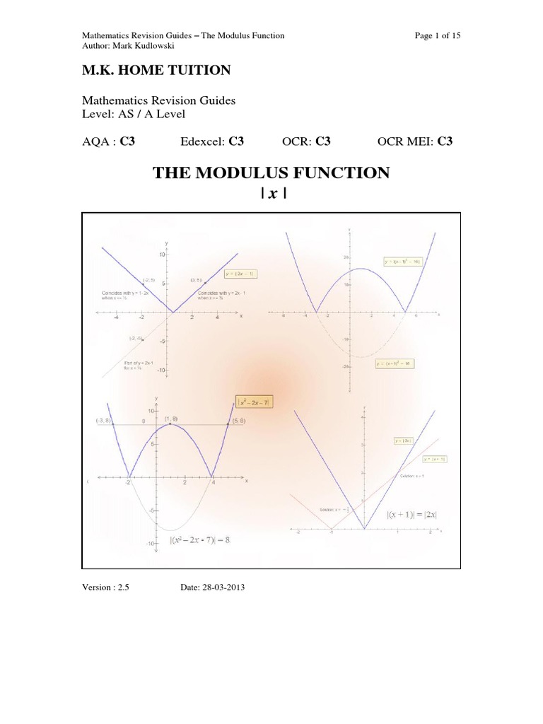 A2-12 Modulus Function | PDF | Complex Number | Equations