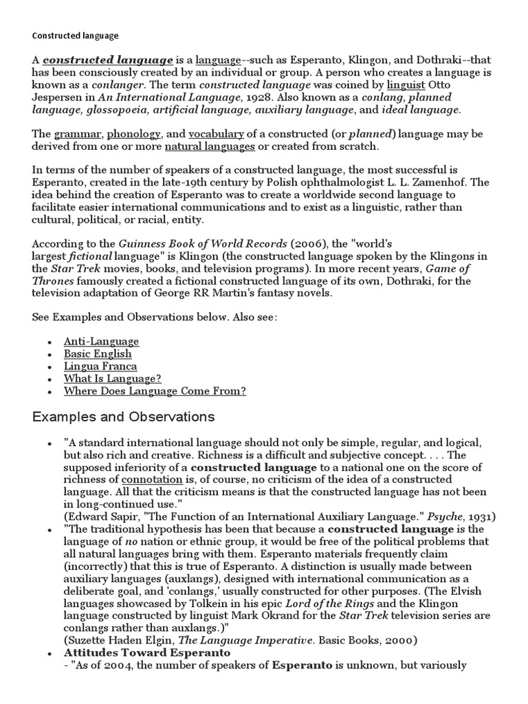 Constructed Language | Download Free PDF | Communication | Sociolinguistics
