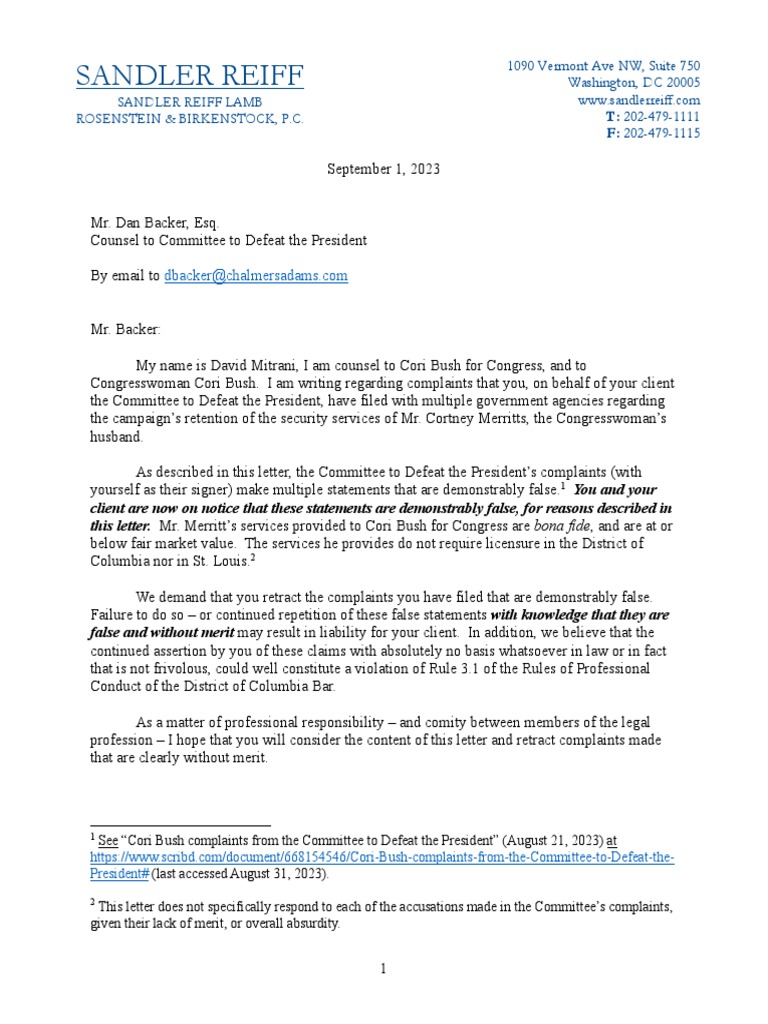 Cori Bush For Congress Letter | PDF | Federal Election Commission ...