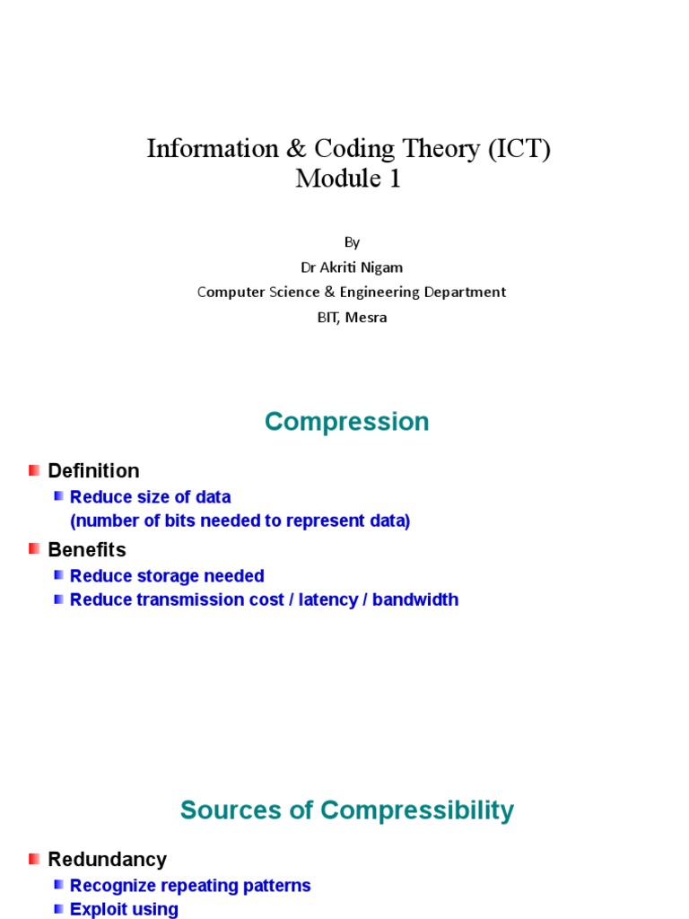 ICT - Module 1 Lecture 3 | PDF | Data Compression | Computer Data