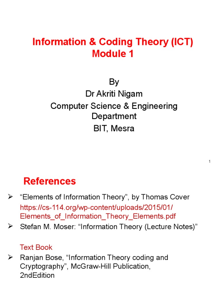 ICT- Module 1 Lecture 1 | PDF | Information | Data Compression
