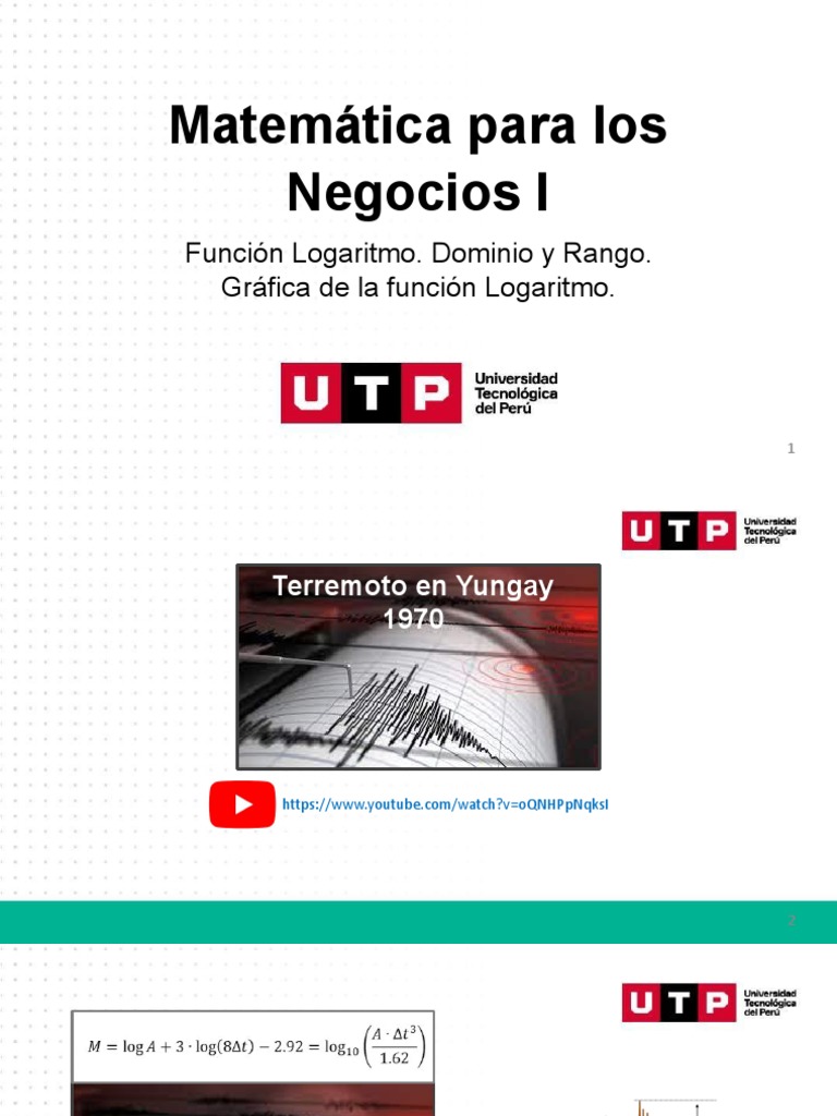 S15.s15 - Función Logaritmo. Dominio y Rango. Gráfica de La Función Logaritmo | PDF | Logaritmo ...