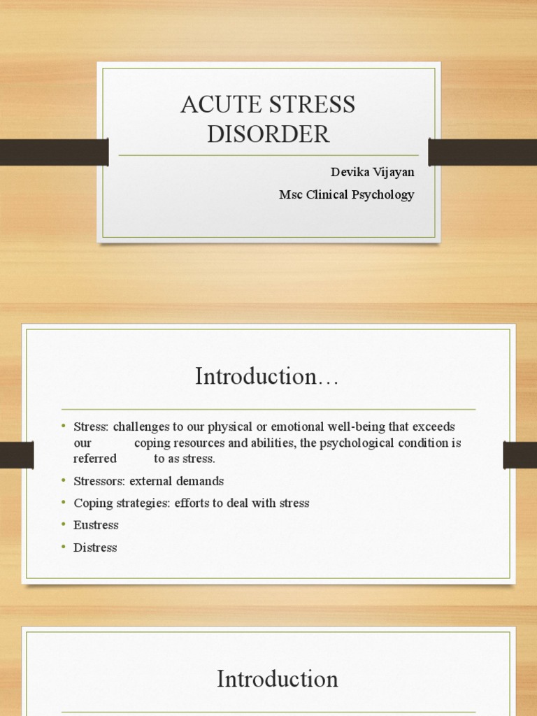 ACUTE STRESS DISORDER | PDF | Psychological Trauma | Stress (Biology)
