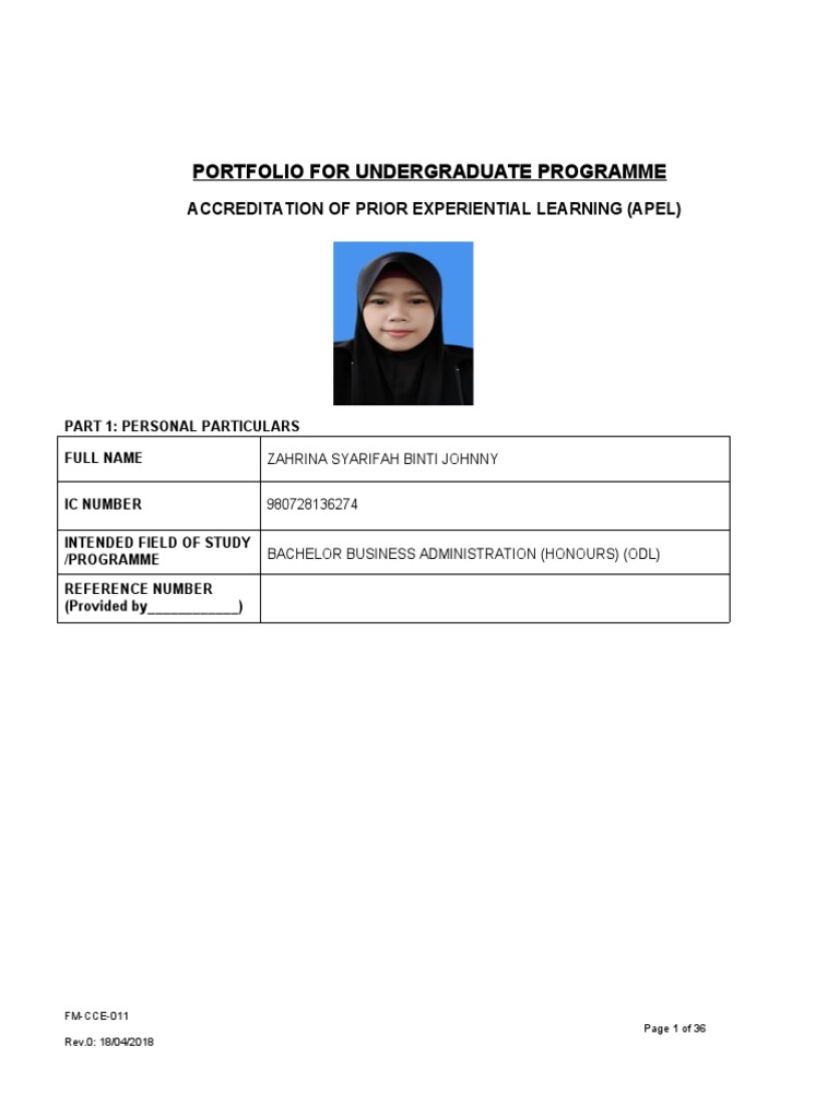 FM Cce 011 Apel Portfolio (Undergraduate) Laptop 9h7vkijr | PDF