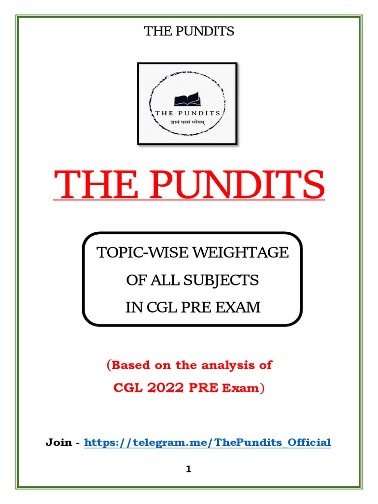 Topicwise Weightage - CGL PRE Exam | PDF | Mathematics | Science