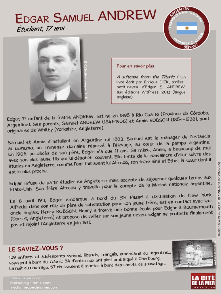 Edgar Andrew et le Titanic | PDF | RMS Titanic | Collisions de navires ...