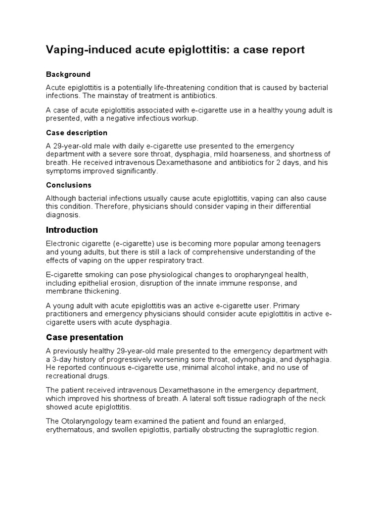 Vaping and Acute Epiglottitis Case Study | PDF | Medical Specialties ...