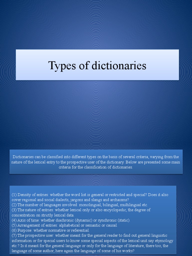 Types of Dictionaries FORTUNA NIKITA NF 212 | PDF