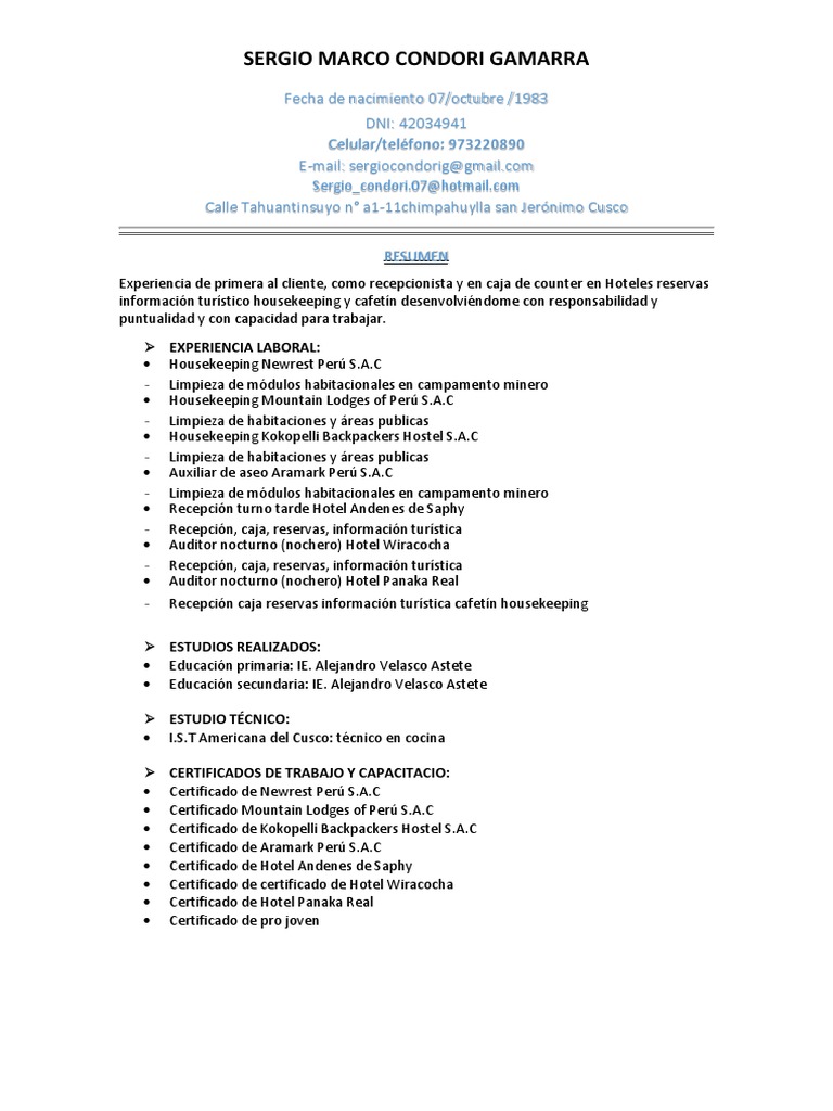 CV 2020 Sergio 1 | PDF