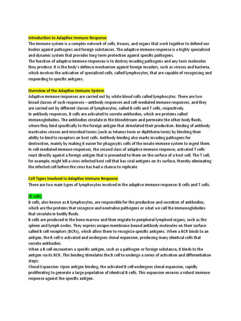 Adaptive Immune System Basics | PDF
