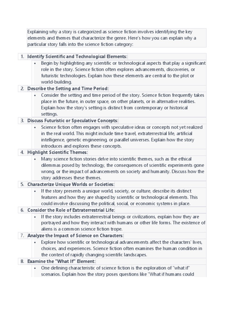 How To Explain Why A Story Is Science Fiction | Download Free PDF ...