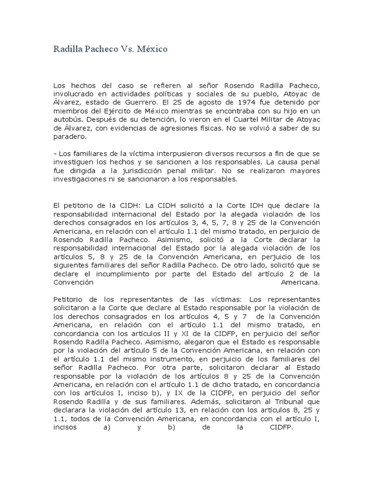Radilla Pacheco Vs México Tarea de ROSA MARIA PEREZ CHAIRES | PDF ...