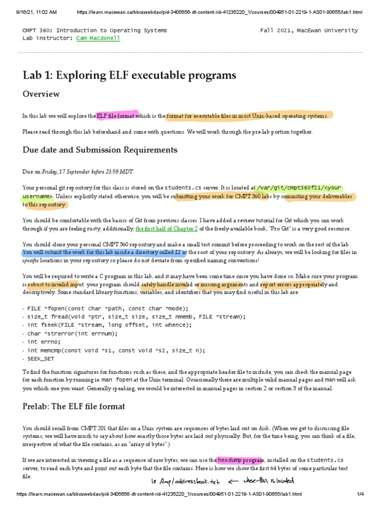 Lab1 - ELF | PDF | File Format | Computer File