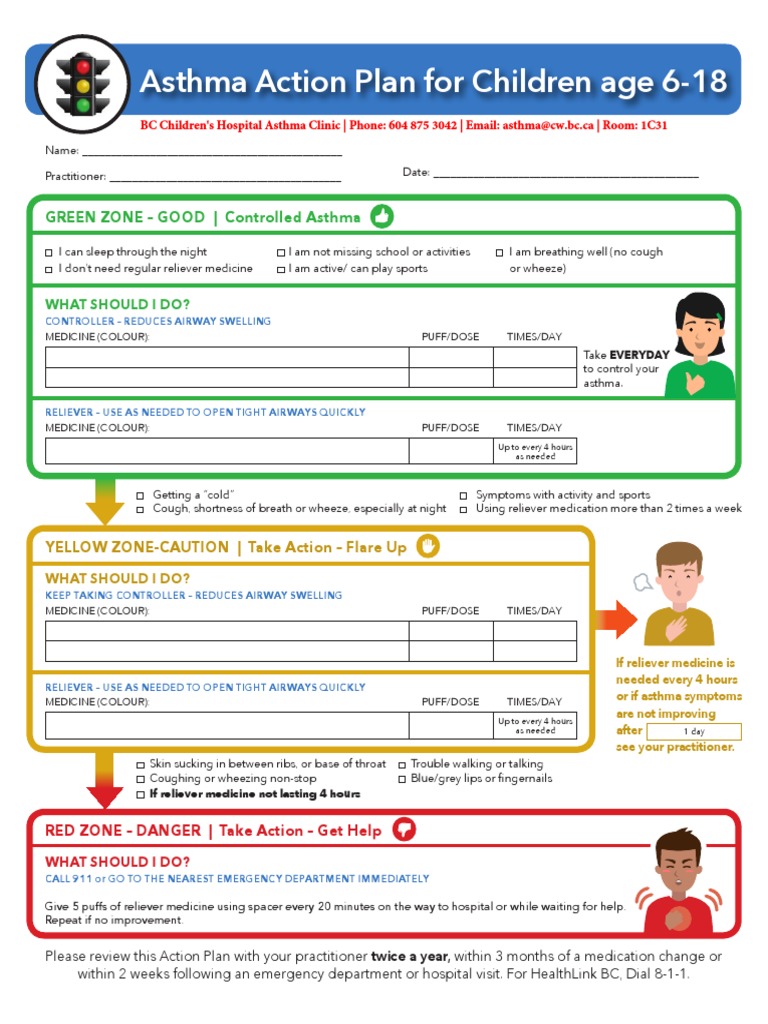 AsthmaActionPlan English 6-18 BCCH - QRcode PRINTABLE | PDF | Asthma ...