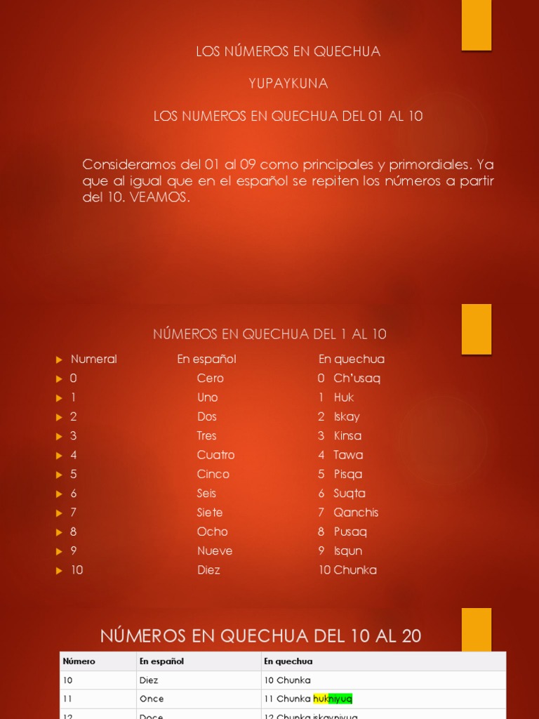 Numeros en Quechua-Resumen | PDF