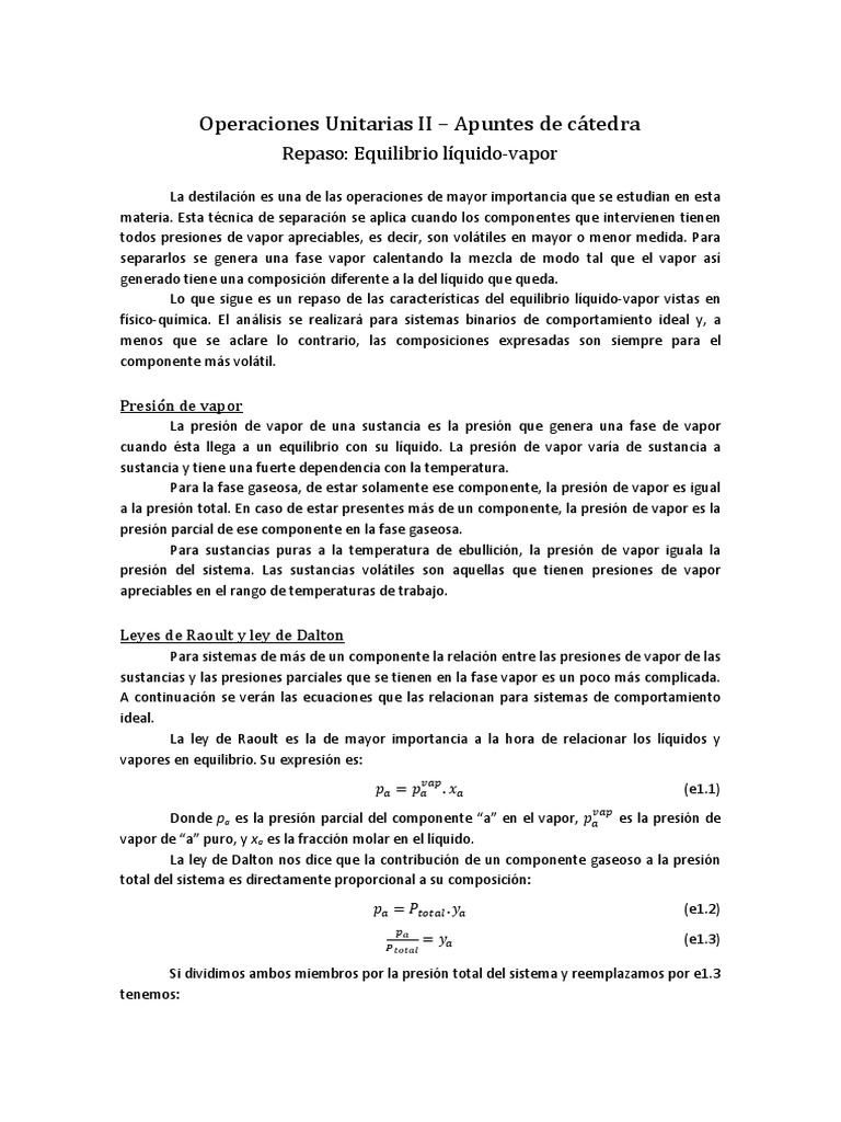 Repaso - Equilibrio líquido-vapor | PDF | Vapor | Ingeniería mecánica