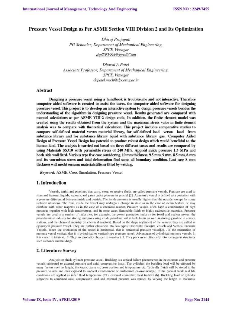 ASME Pressure Vessel Design Optimization | PDF | Stress (Mechanics) | Buckling