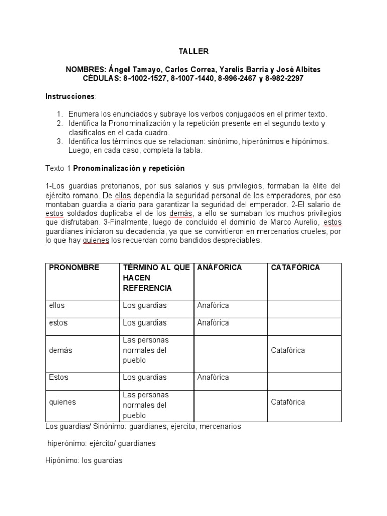 Prueba de La Pronominalización | PDF