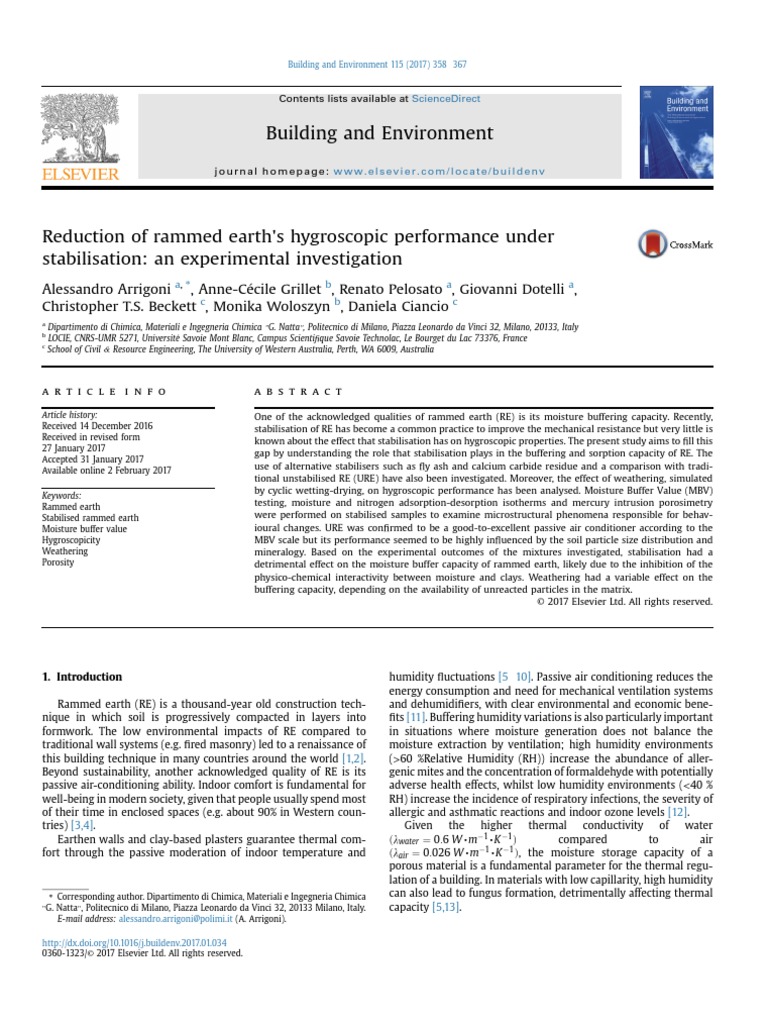 2017 - Reduction of Rammed Earth's Hygroscopic Performance Under ...