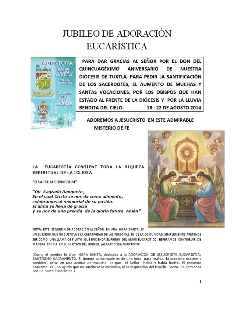 Hora Santa Jubileo | PDF | eucaristía | Creencia religiosa y doctrina