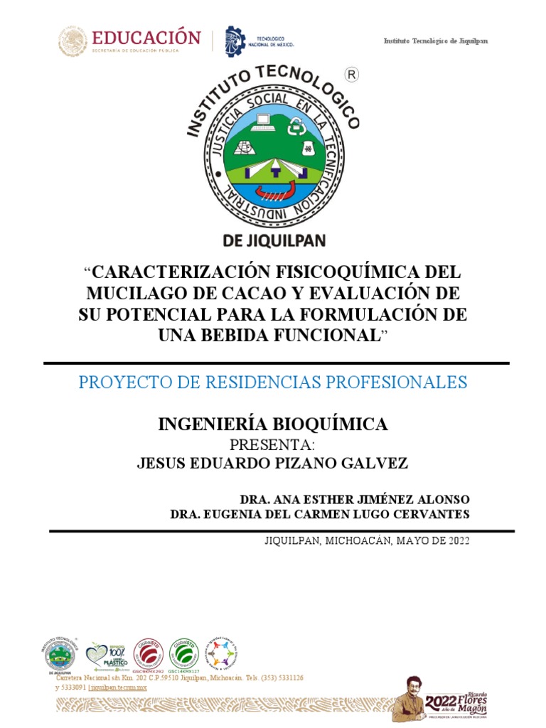 Avance Caracterización Fisicoquímica Del Mucilago de Cacao y Evaluación ...